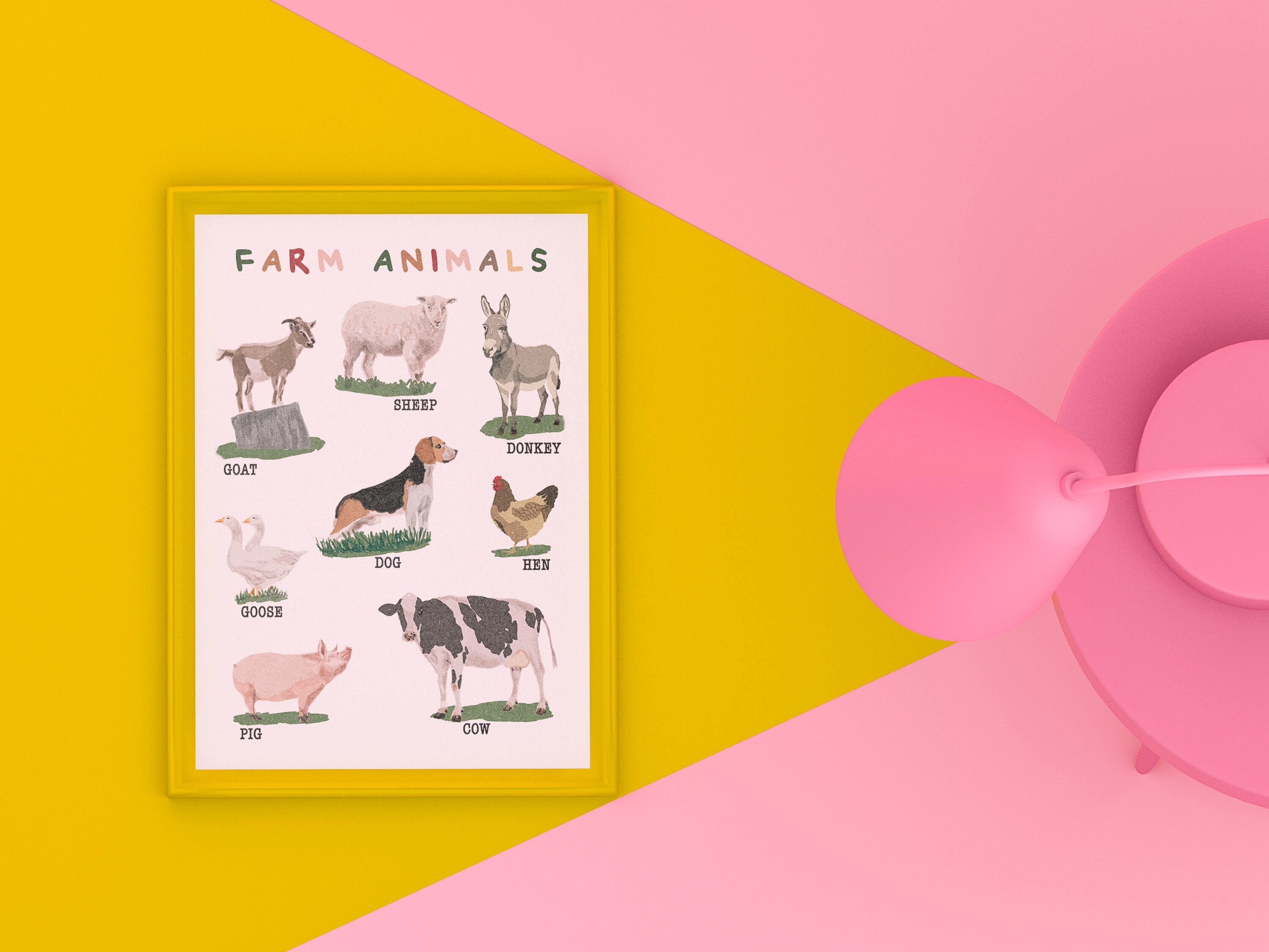 Farm Animals Poster, Educational Poster, Montessori Poster, Class Room ...