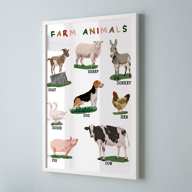 Farm Animals Poster, Educational Poster, Montessori Poster, Class Room ...