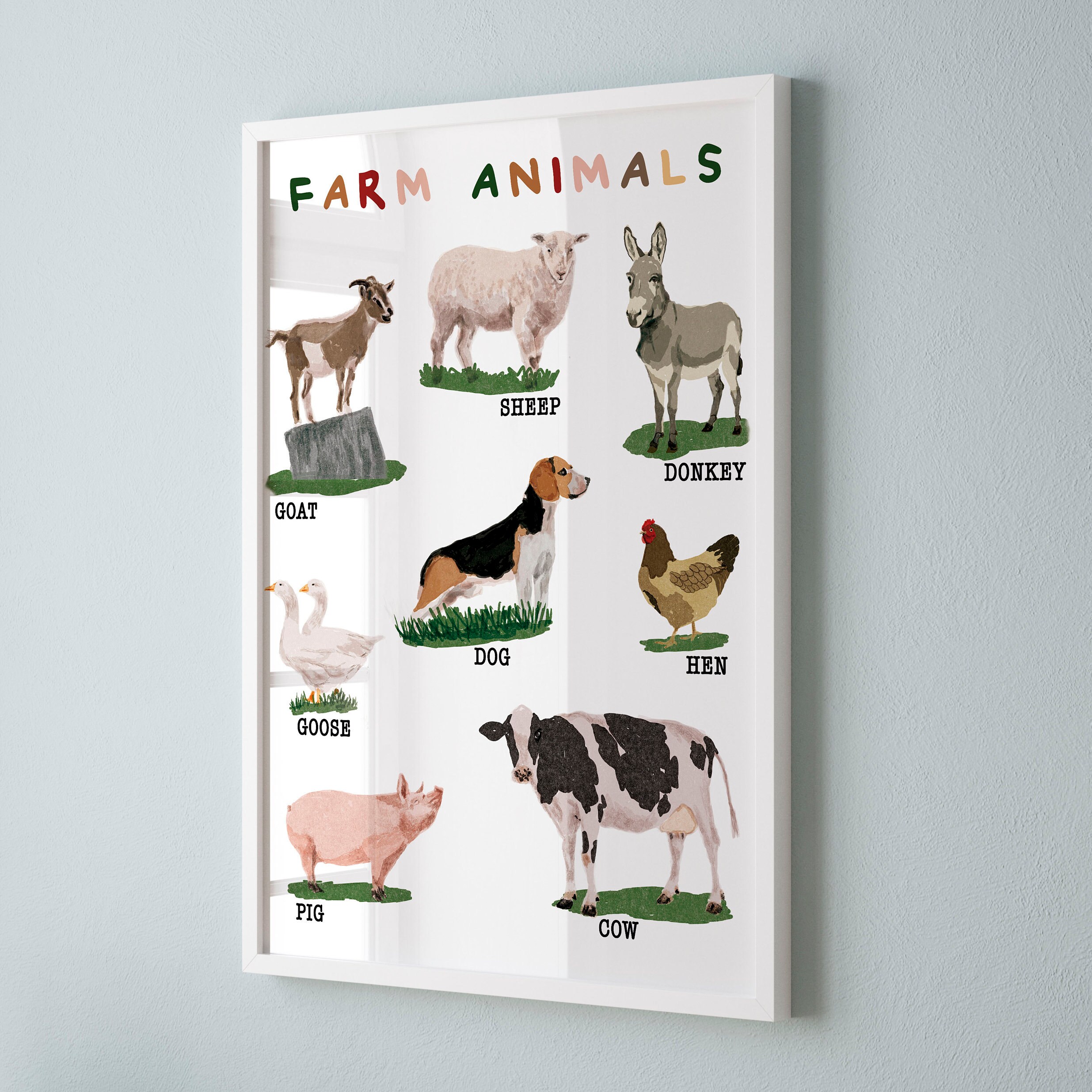 Farm Animals Poster, Educational Poster, Montessori Poster, Class Room ...