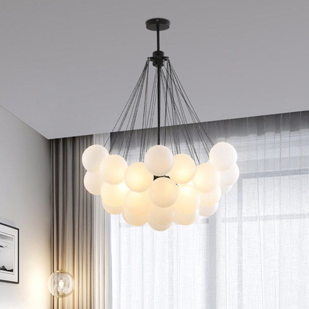 Modern Minimalistic Ceiling Hanging Lamp, Ball Sphere Globe Bubble ...