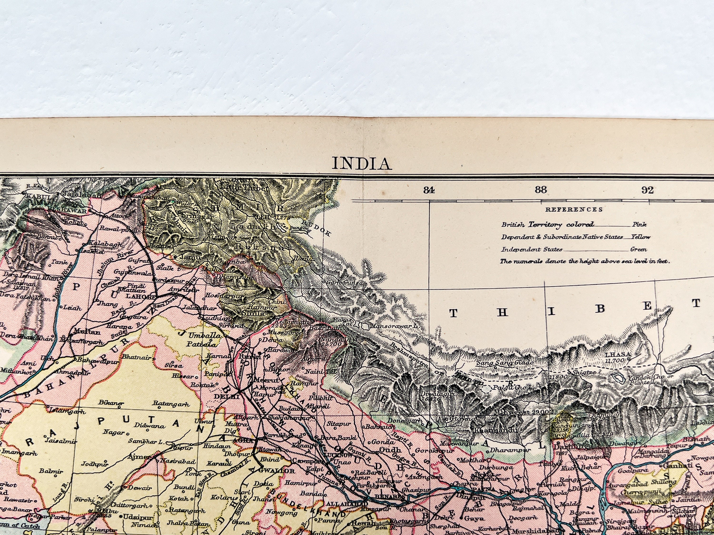 1880s Antique Map of India Large Size Original 19th Century | Etsy UK