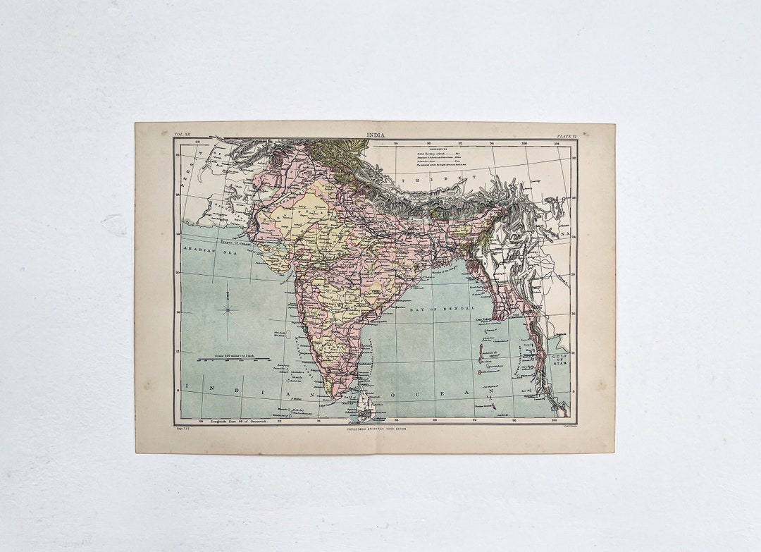 1880s Antique Map of India Large Size Original 19th Century - Etsy UK