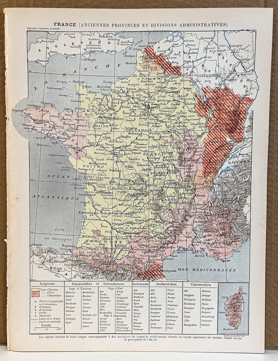 LARGE 1897 France Geography Map, 127 Years Old, Genuine French Antique ...