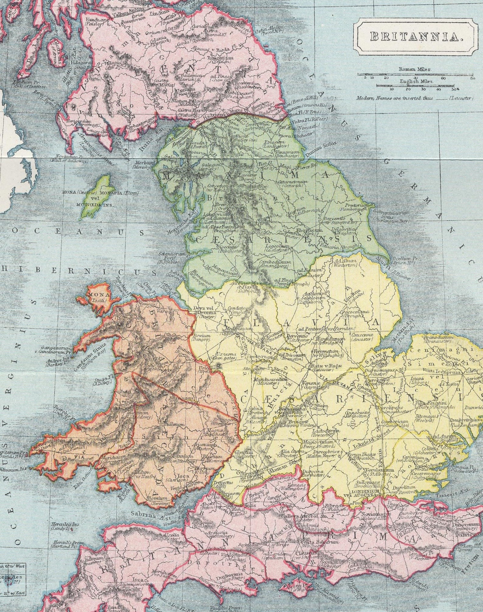 1907 Mapa de la Britania romana 110 años de antigüedad - Etsy México