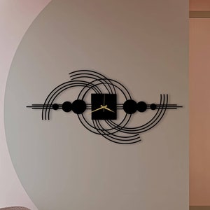 Modern Metal Horizontal Wall Clock: Silent Art Decor - Etsy