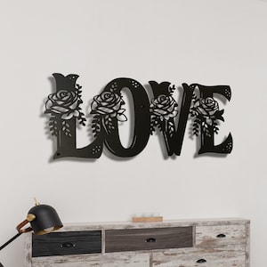 Love Metal Wall Art, Floral Love, Metal Love Sign, Lovecore Decor ...