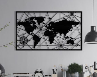 Metal World Map for Wall - Etsy