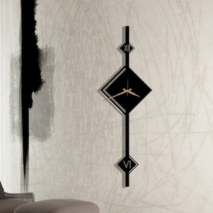 Vertical Wall Clock, Large Wall Clock, Metal Wall Clock, Silent Wall Clock, Office Gifts, Unique ...
