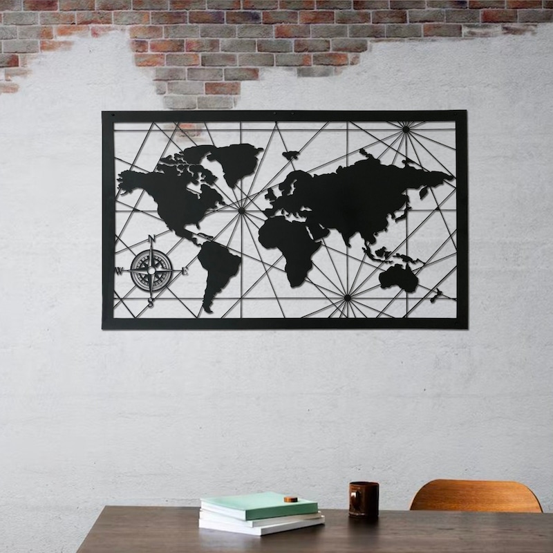Metal World Map - Etsy