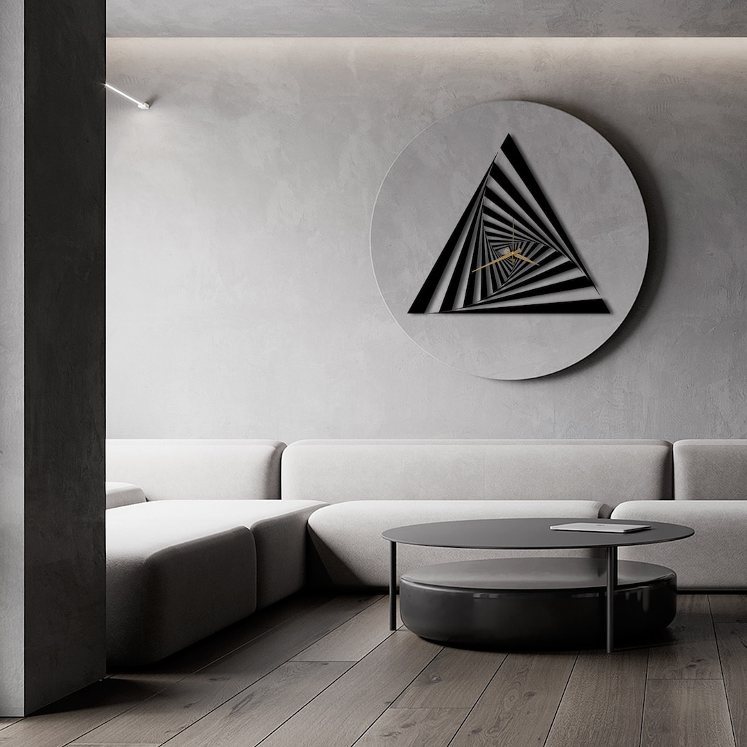Hypnosis Spiral Wall Clock, Illusion Wall Clock, Triangle Wall Clock ...