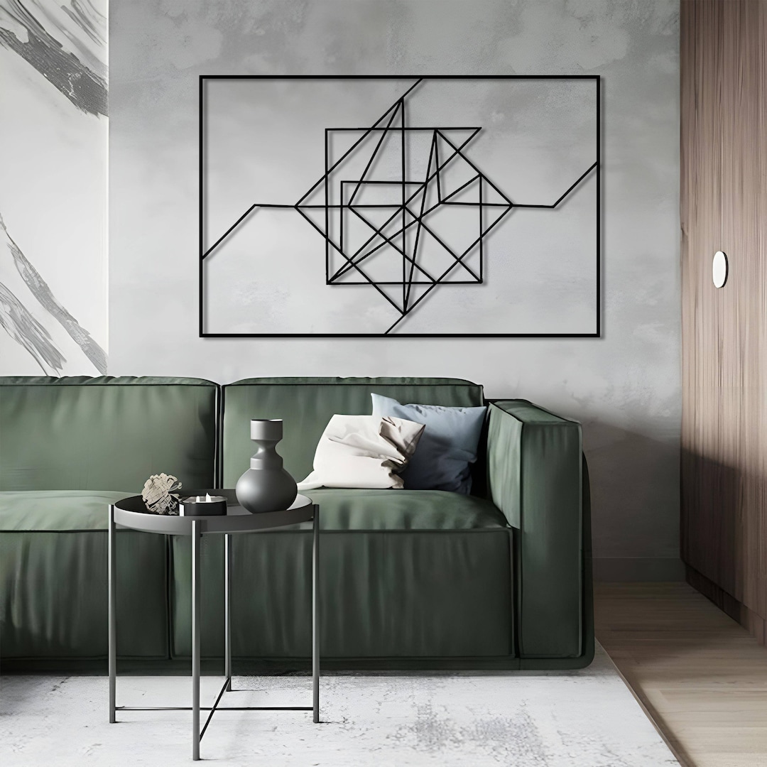 Framed Geometric Metal Wall Decor, Mixed Metal Decor, Unique Wall Decor ...
