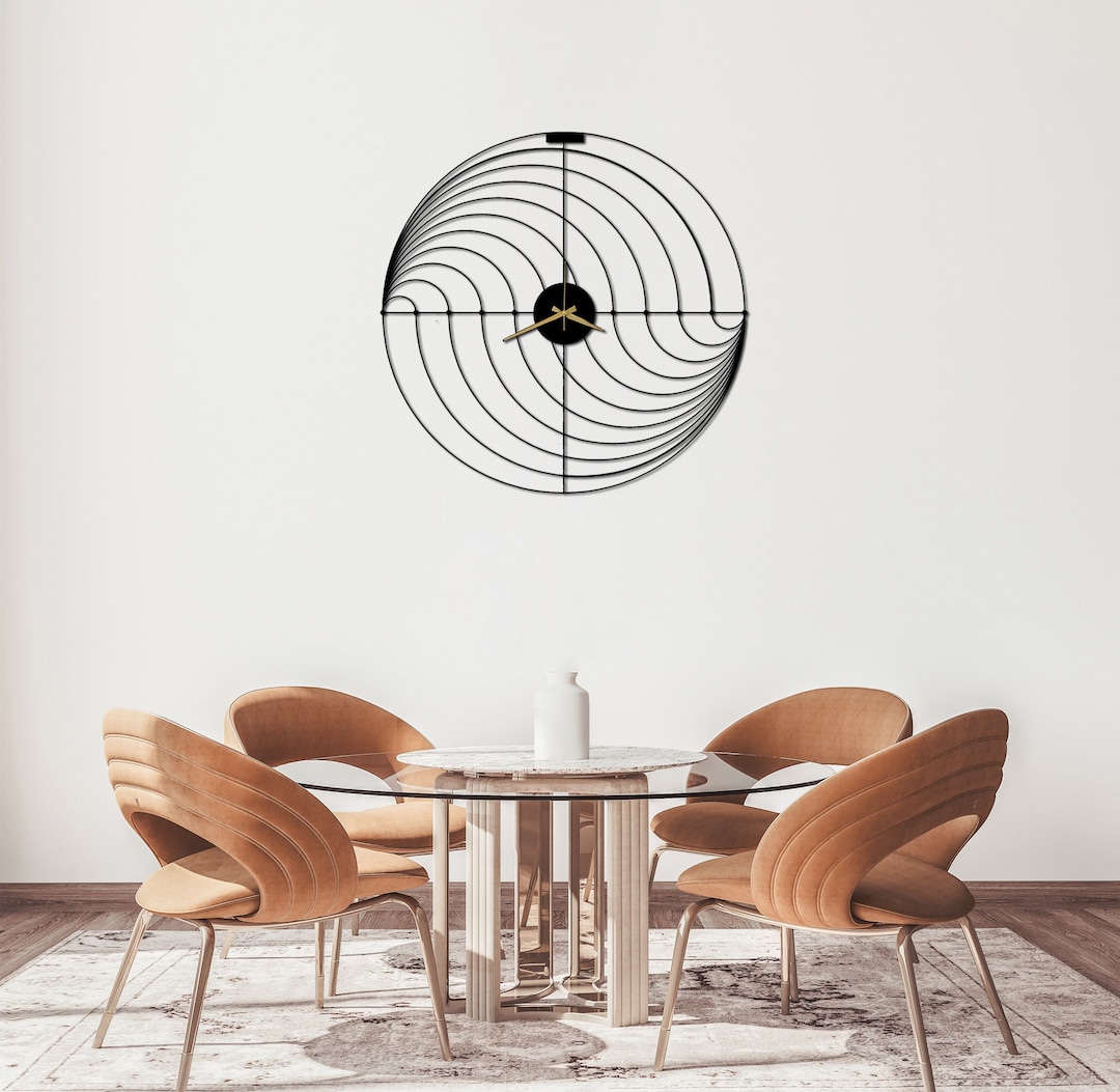Spiral Lines Wall Clock, Metal Wall Clock, Unique Wall Clock, 3D Wall ...