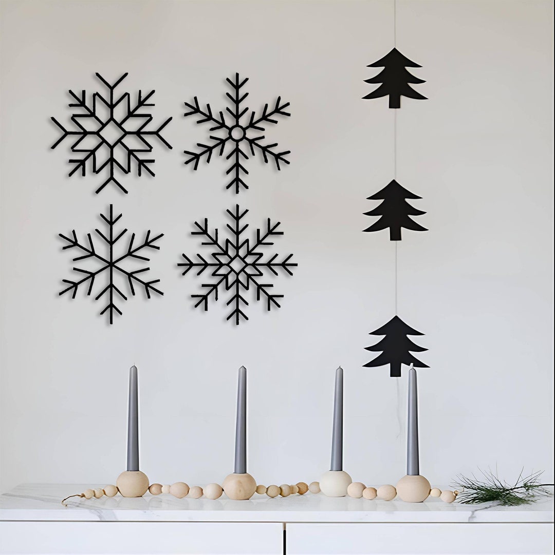 Set of 4 Snowflakes Metal Wall Decor, Winter Themed Art, Christmas Gift ...