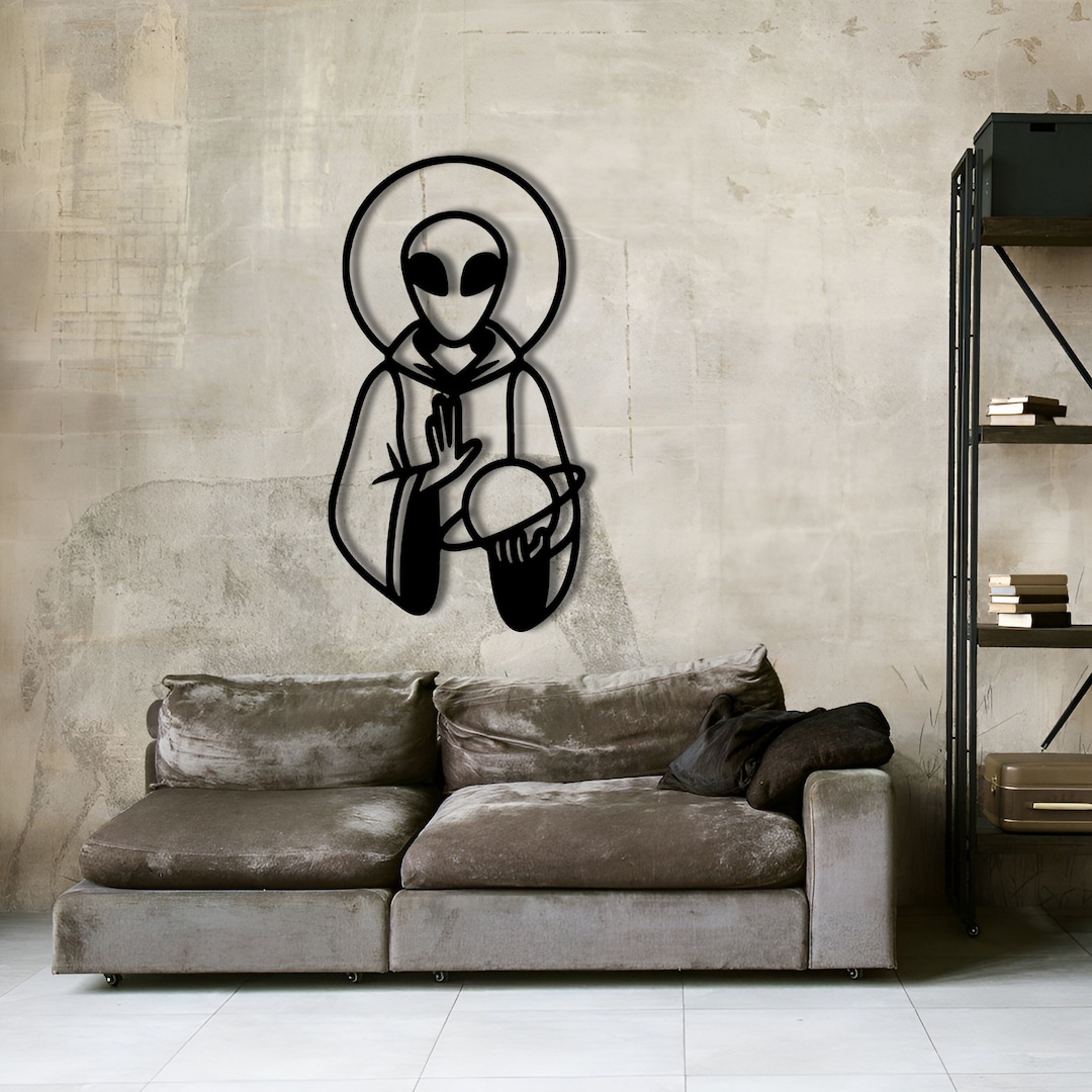 Alien Metal Art, Alien Gifts, Metal Wall Hanging, UFO Wall Art, Bedroom ...