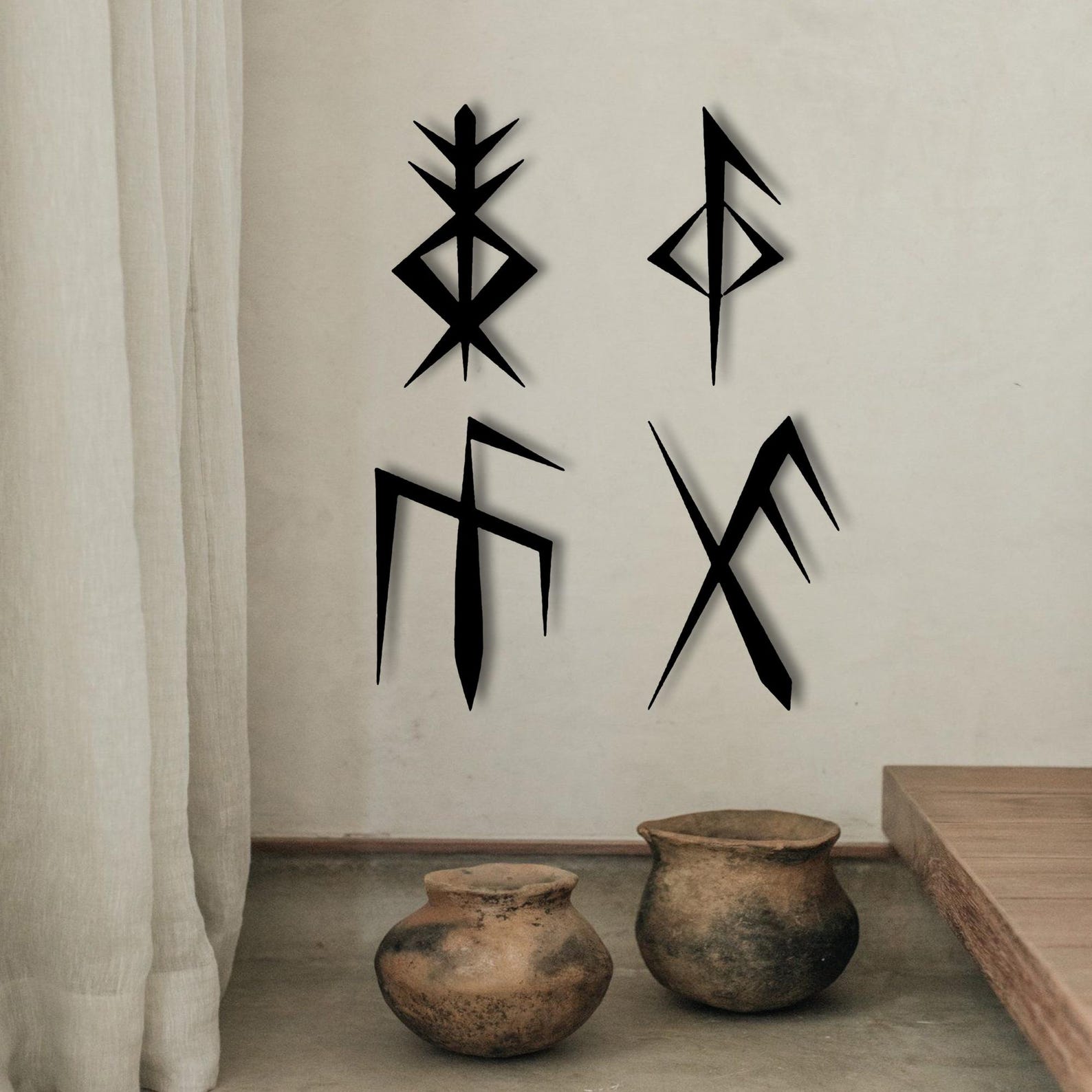 Viking Symbols Metal Wall Art Set: Norse Mythology Decor, Good Luck ...