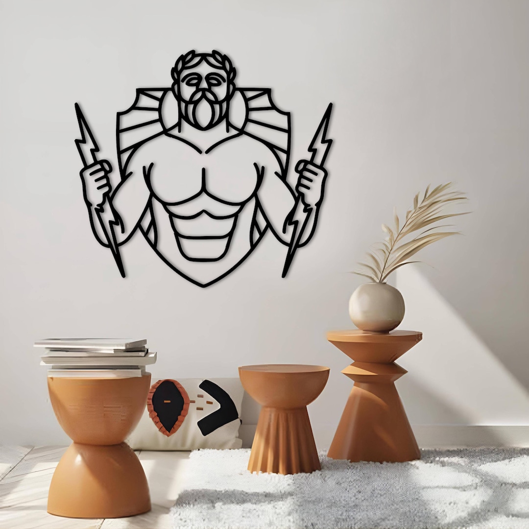 Zeus Metal Wall Art, Zeus Line Art, Mythology Lover Gift, Ancient Wall ...