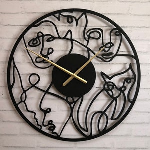 Abstract Faces Gothic Wall Clock, Metal Wall Clock, Silent Wall Clock ...