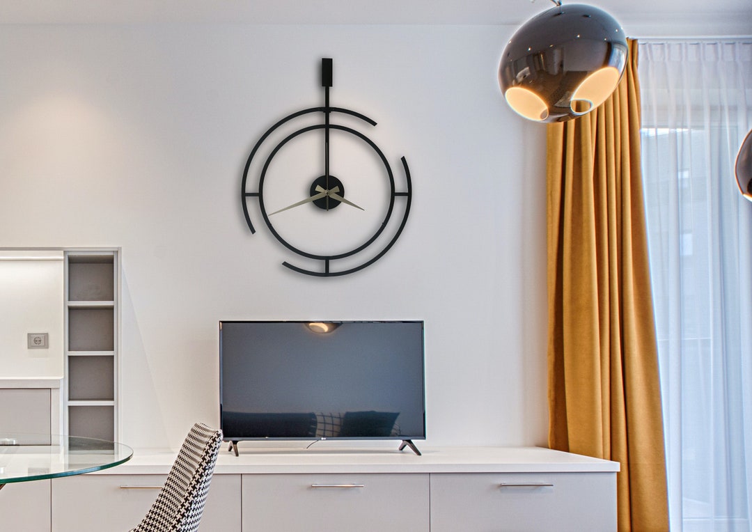 Minimalist Oversize Silent Wall Clock, Unique Wall Clock, Metal Wall ...