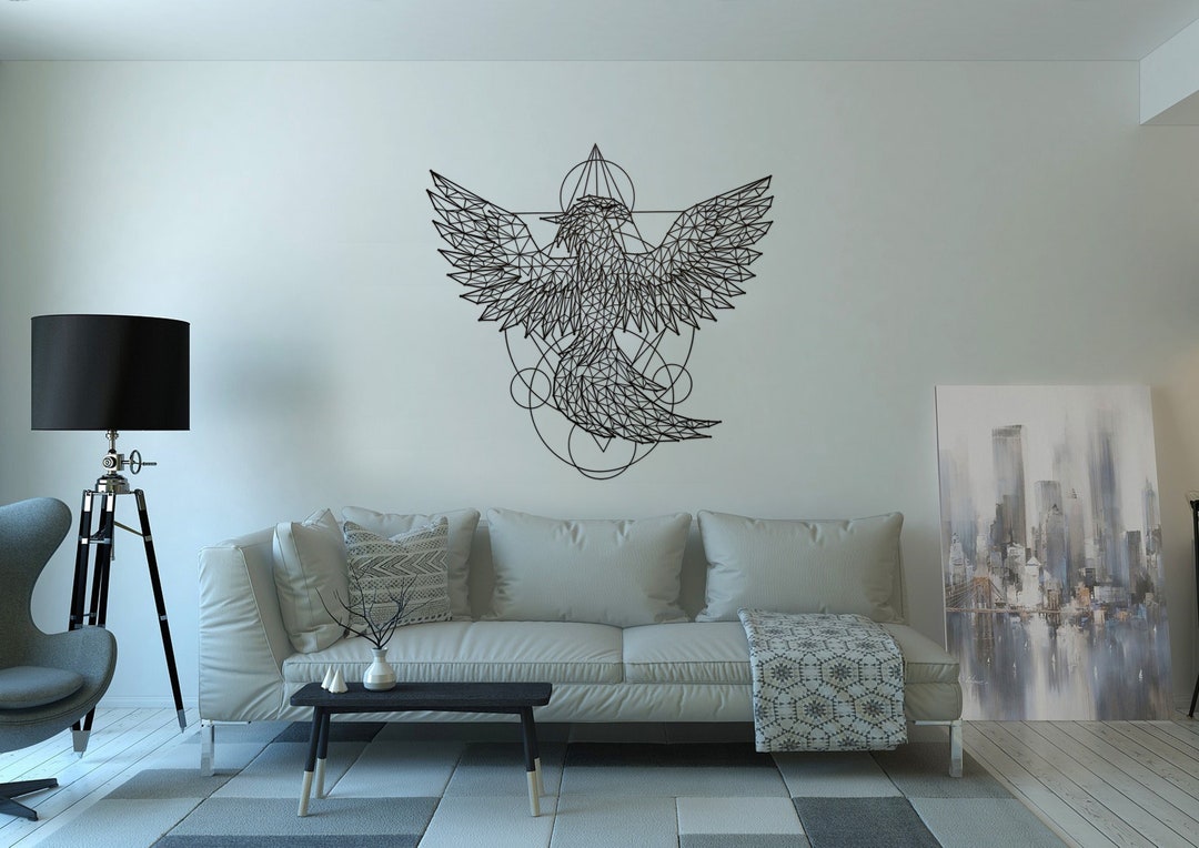 Phoenix Metal Wall Art, Unique Wall Decor, Phoenix Ornament, Geometric ...