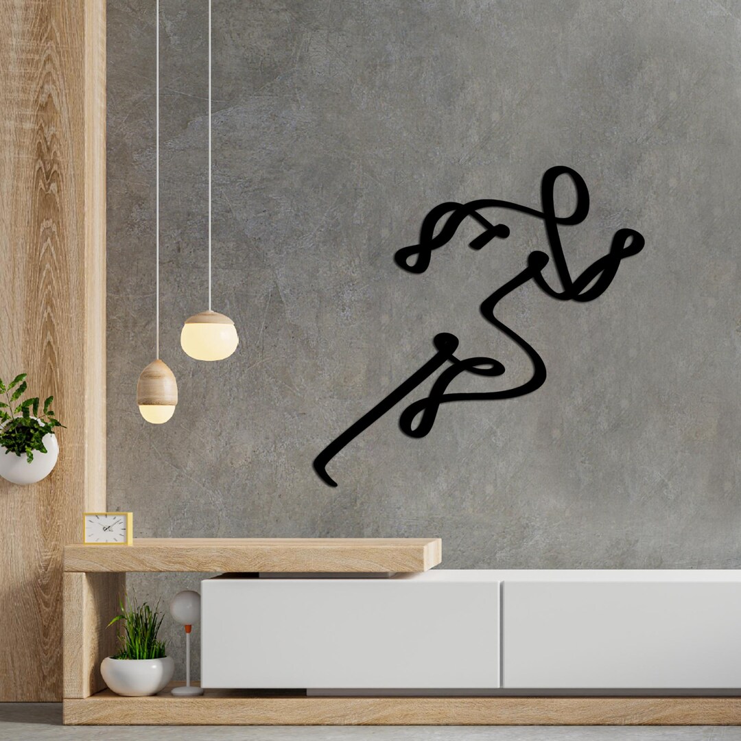 Runner Metal Wall Art: One Line Design, Gym Decor - Etsy