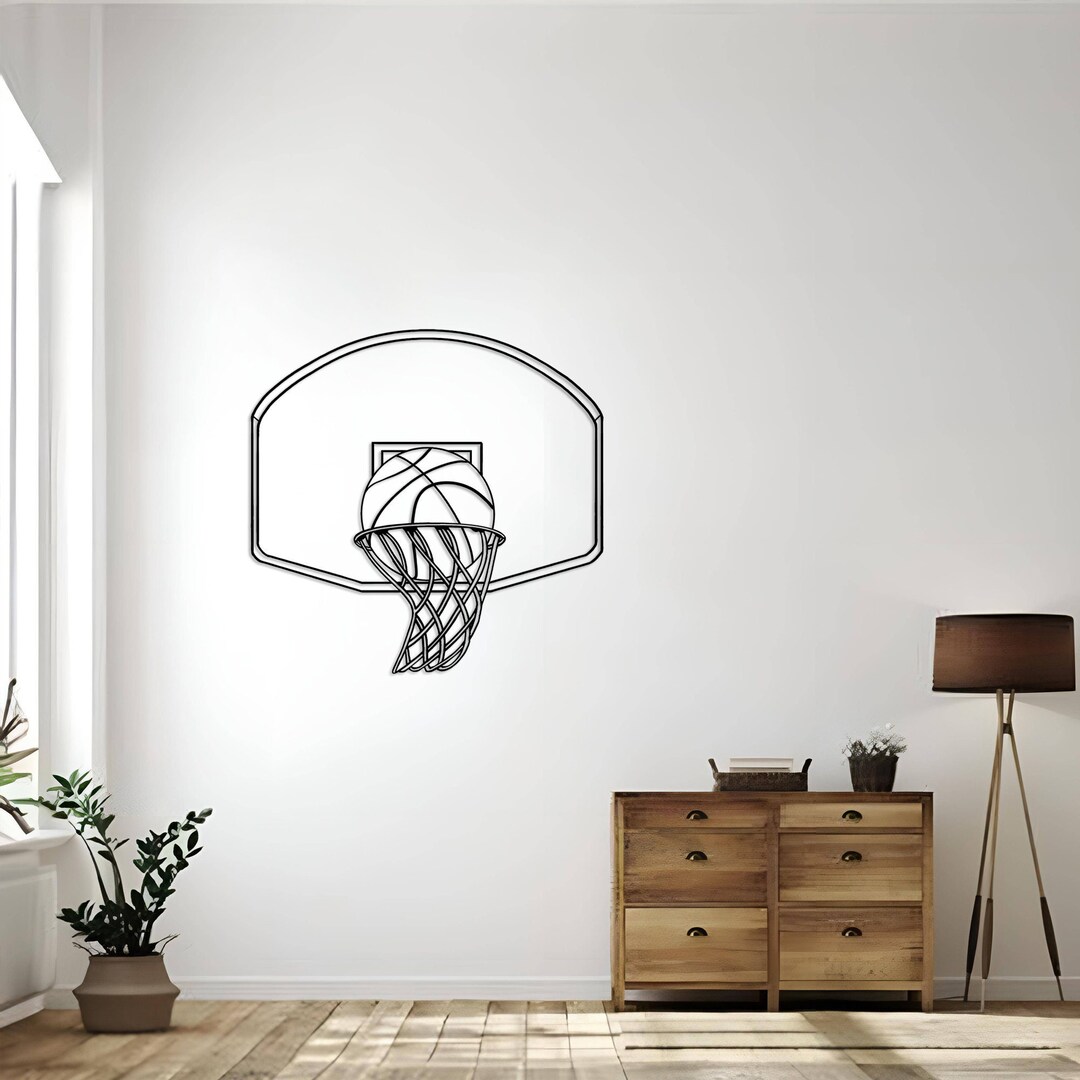 Basketball Hoop Metal Wall Art, NBA Wall Decor, Sports Fan Gift, Slam ...