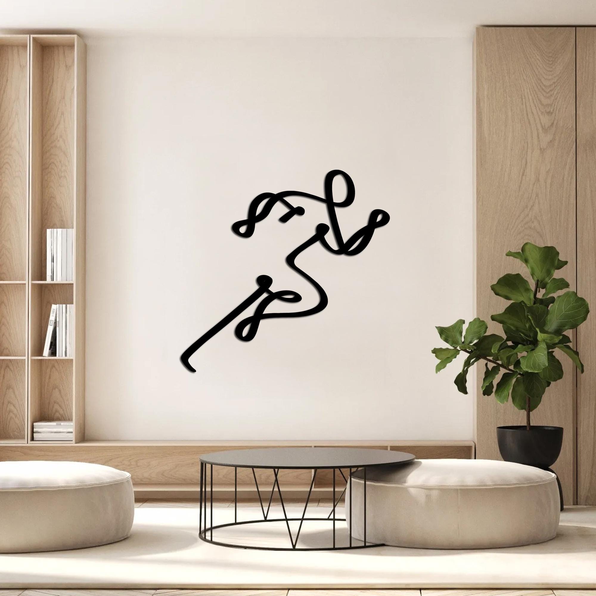 Runner Metal Wall Art: One Line Design, Gym Decor - Etsy