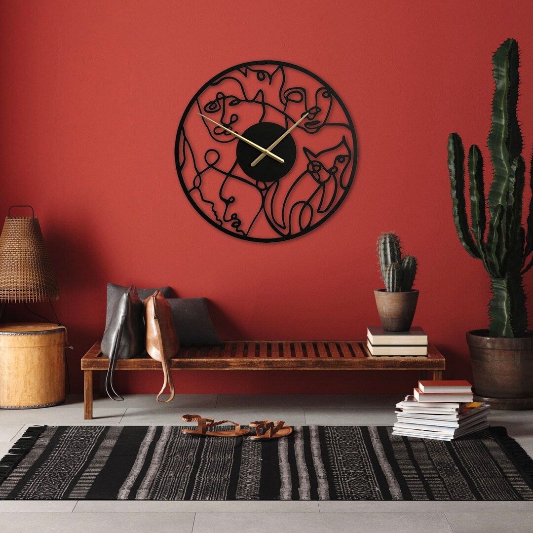 Abstract Faces Gothic Wall Clock, Metal Wall Clock, Silent Wall Clock ...
