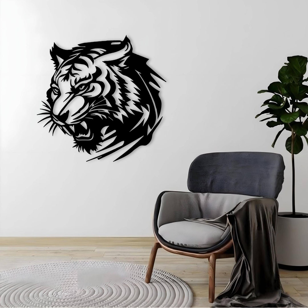 Fierce Tiger Head Metal Wall Art: Animal Wall Hanging - Etsy