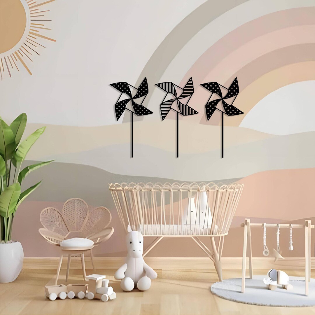 Pinwheel Wall Decor, Funny Wall Art Set, Kids Room Wall Decor, Unique ...