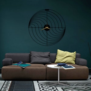 Spiral Lines Wall Clock, Metal Wall Clock, Unique Wall Clock, 3D Wall ...