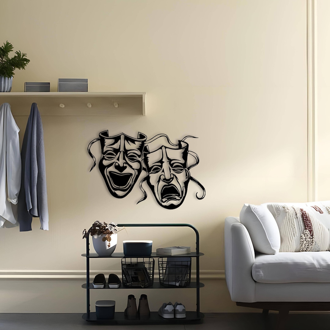 Comedy Tragedy Mask Metal Wall Art: Theater Decor - Etsy