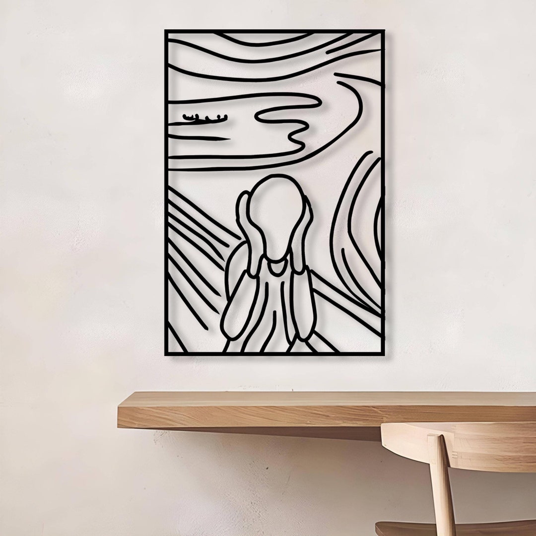 The Scream Metal Wall Art, Edvard Munch Art, Line Art Wall Decor, Art ...
