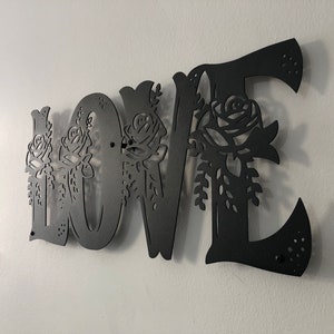 Love Metal Wall Art, Floral Love, Metal Love Sign, Lovecore Decor ...