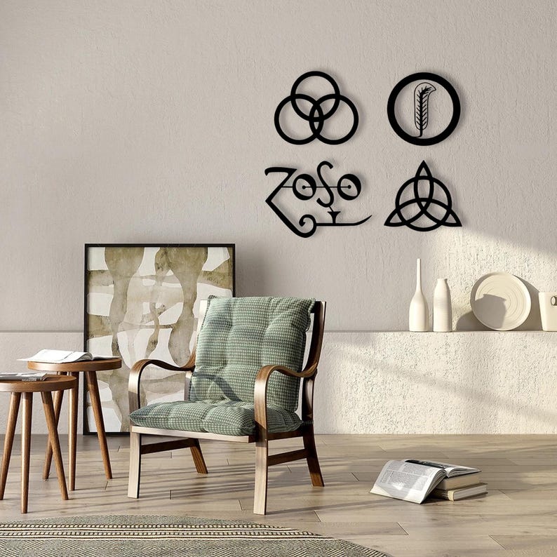 Led Zeppelin Symbols Metal Wall Art, Rock Music Decor - Etsy
