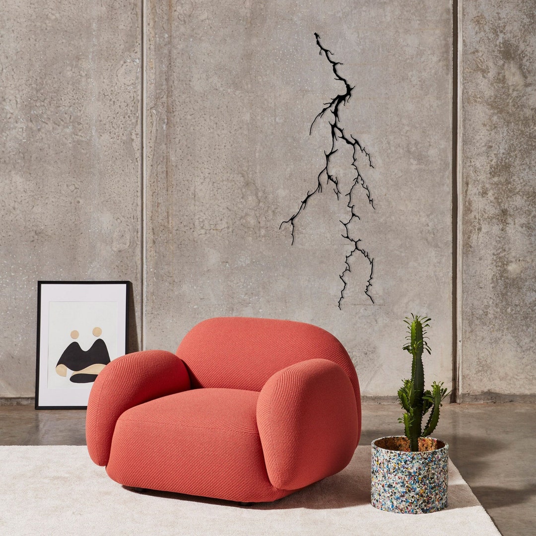 Cracked Wall Metal Art, Lightning Wall Art, Deceptive Wall Decor ...