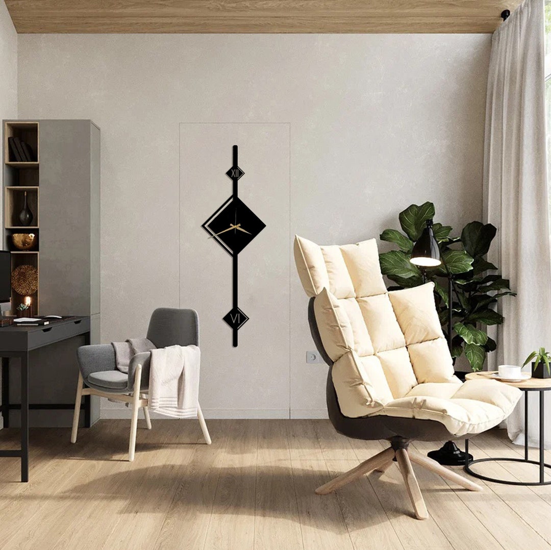 Vertical Wall Clock, Oversize Wall Clock, Metal Wall Clock, Stylish ...