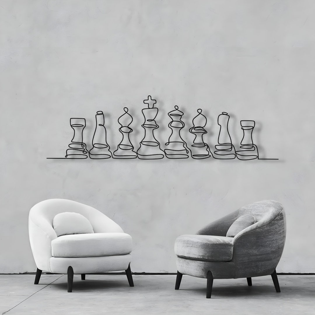 Chess Metal Wall Art, Chess Decoration, Unique Wall Decor, Minimalist ...