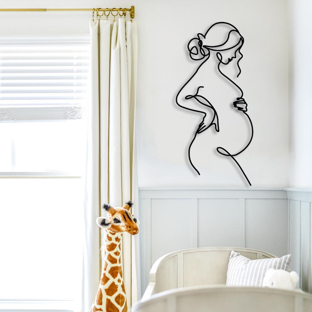 Pregnancy Metal Wall Art: One Line Woman, Farmhouse Decor - Etsy