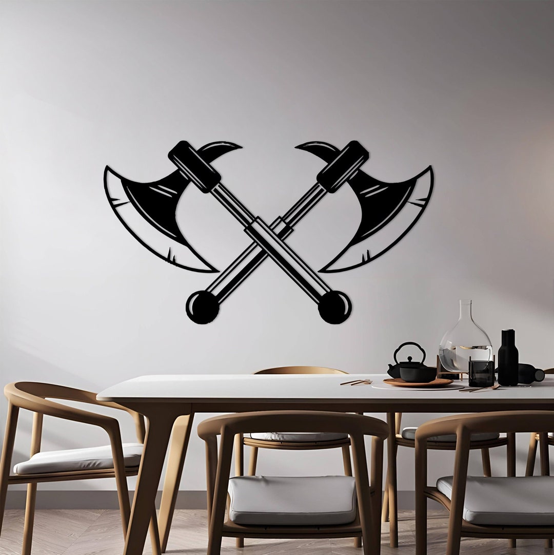 Viking Axes Wall Decor, Axes Metal Wall Art, Nordic Wall Decor, Runic ...