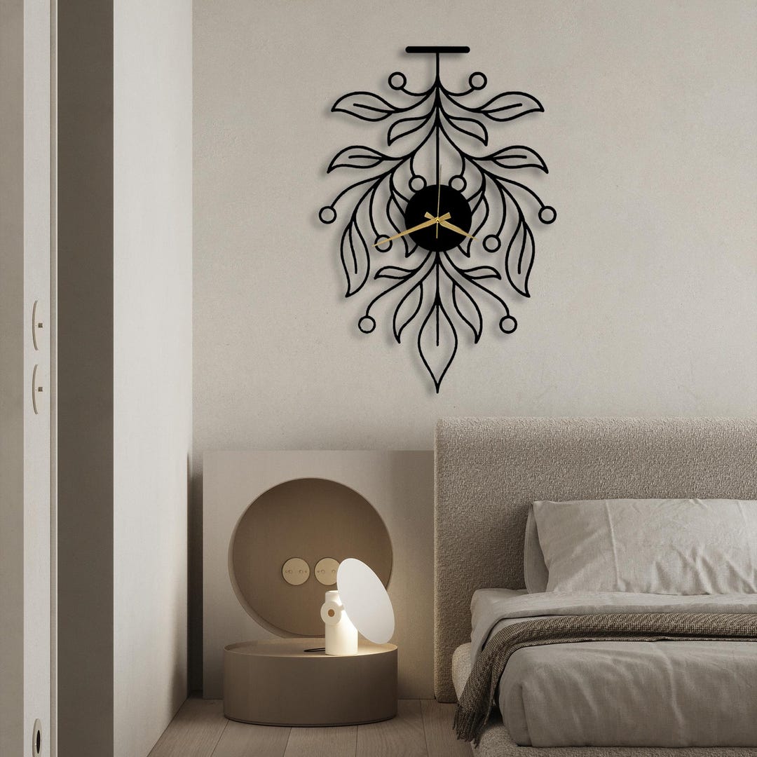 Leaves Wall Clock, Metal Wall Clock, Wall Decor Gift, Wall Clock Unique ...