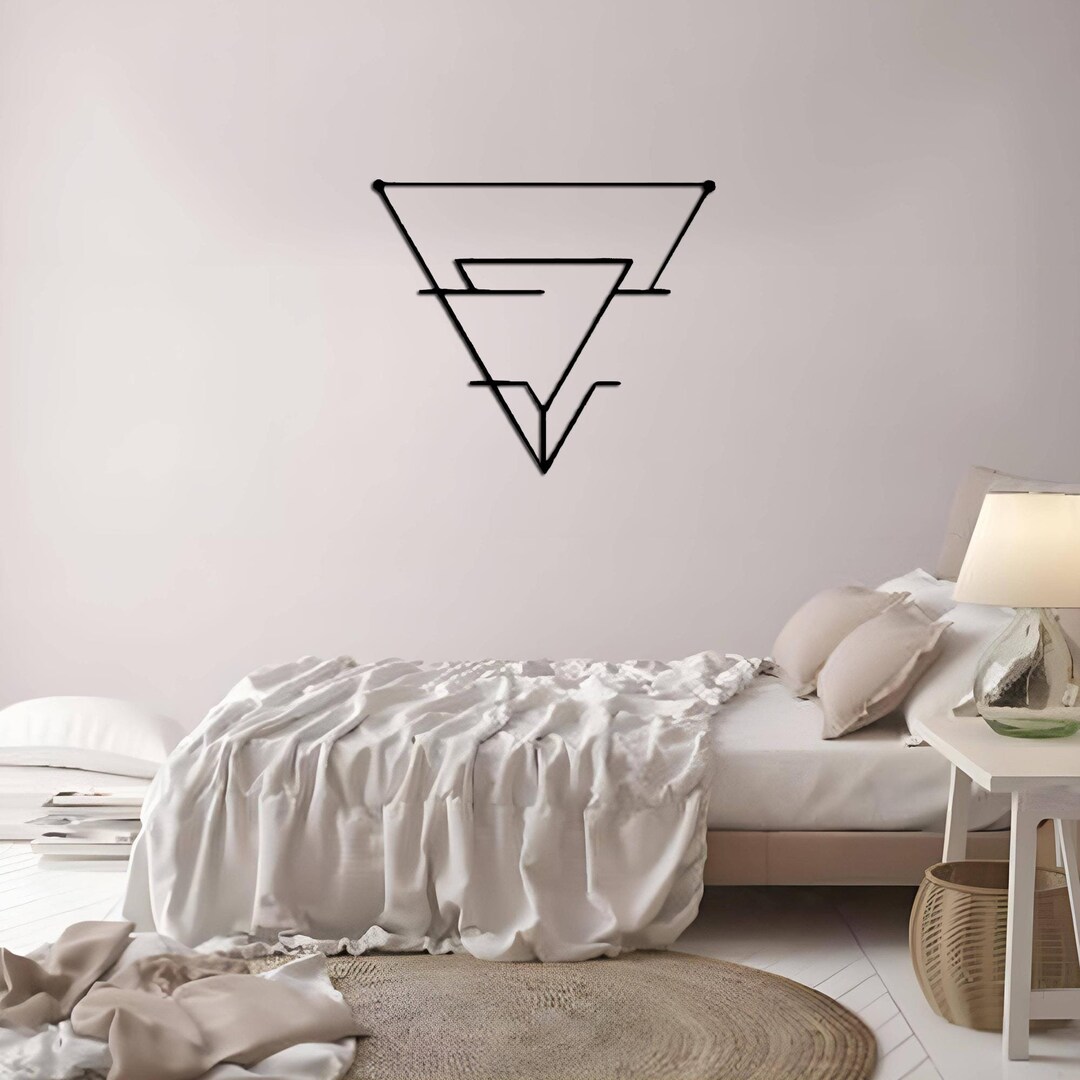 Inverted Triangle Metal Wall Decor, Minimalist Line Art, Luxury Home ...