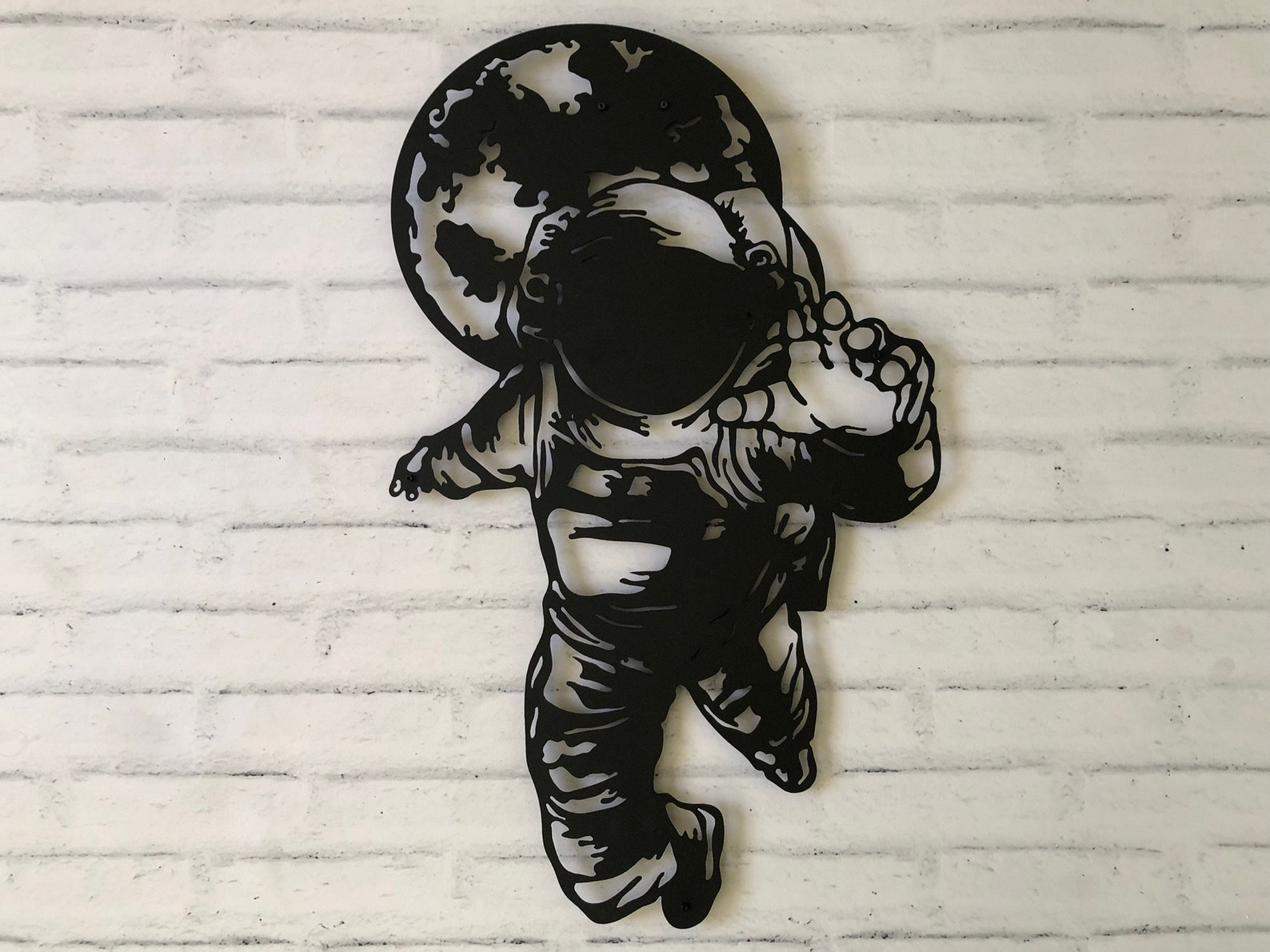 Astronaut and Earth Metal Wall Art Kids Room Decor Metal - Etsy