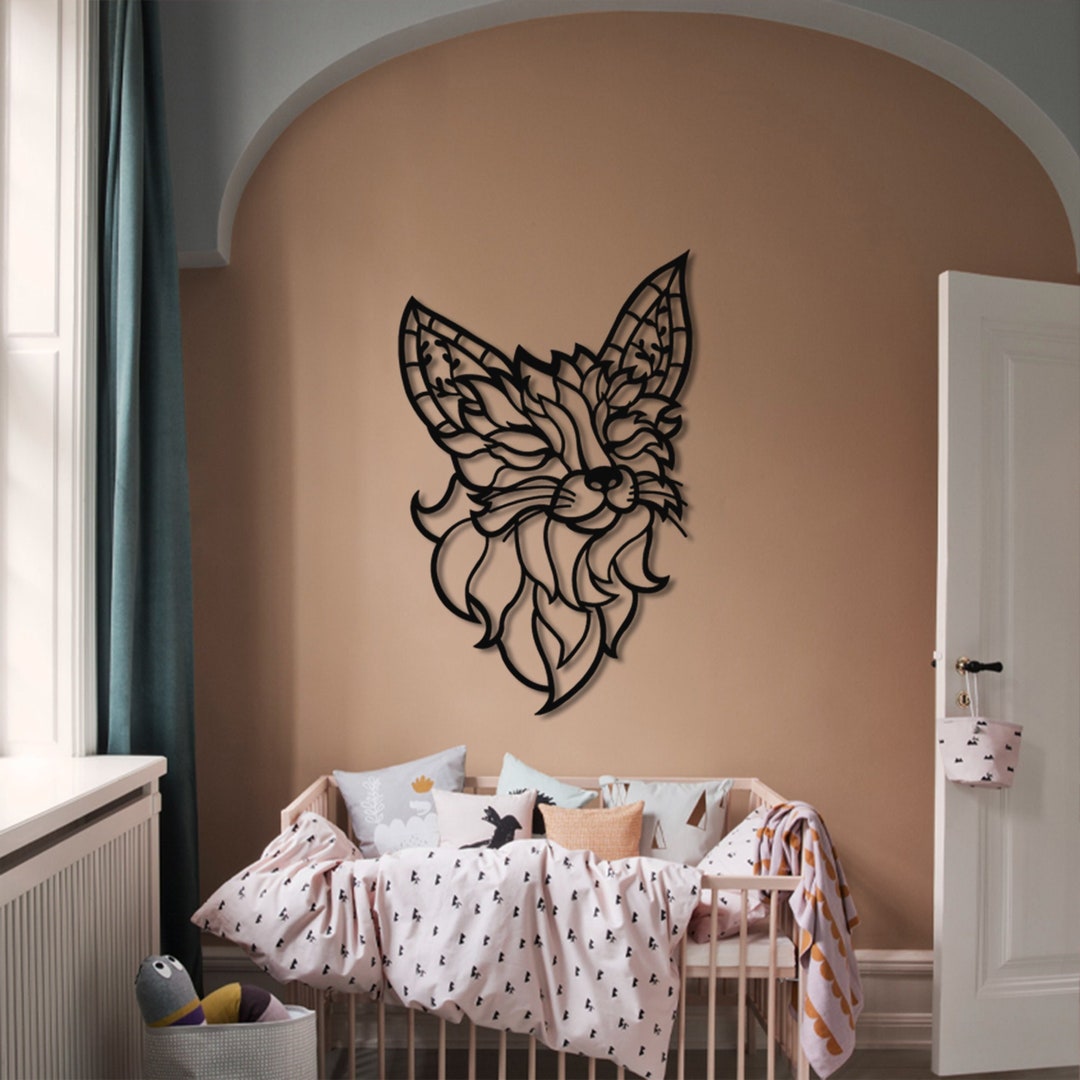 Fox Metal Wall Art, Fox Decor, Cute Animal Decor, Fox Wall Art ...