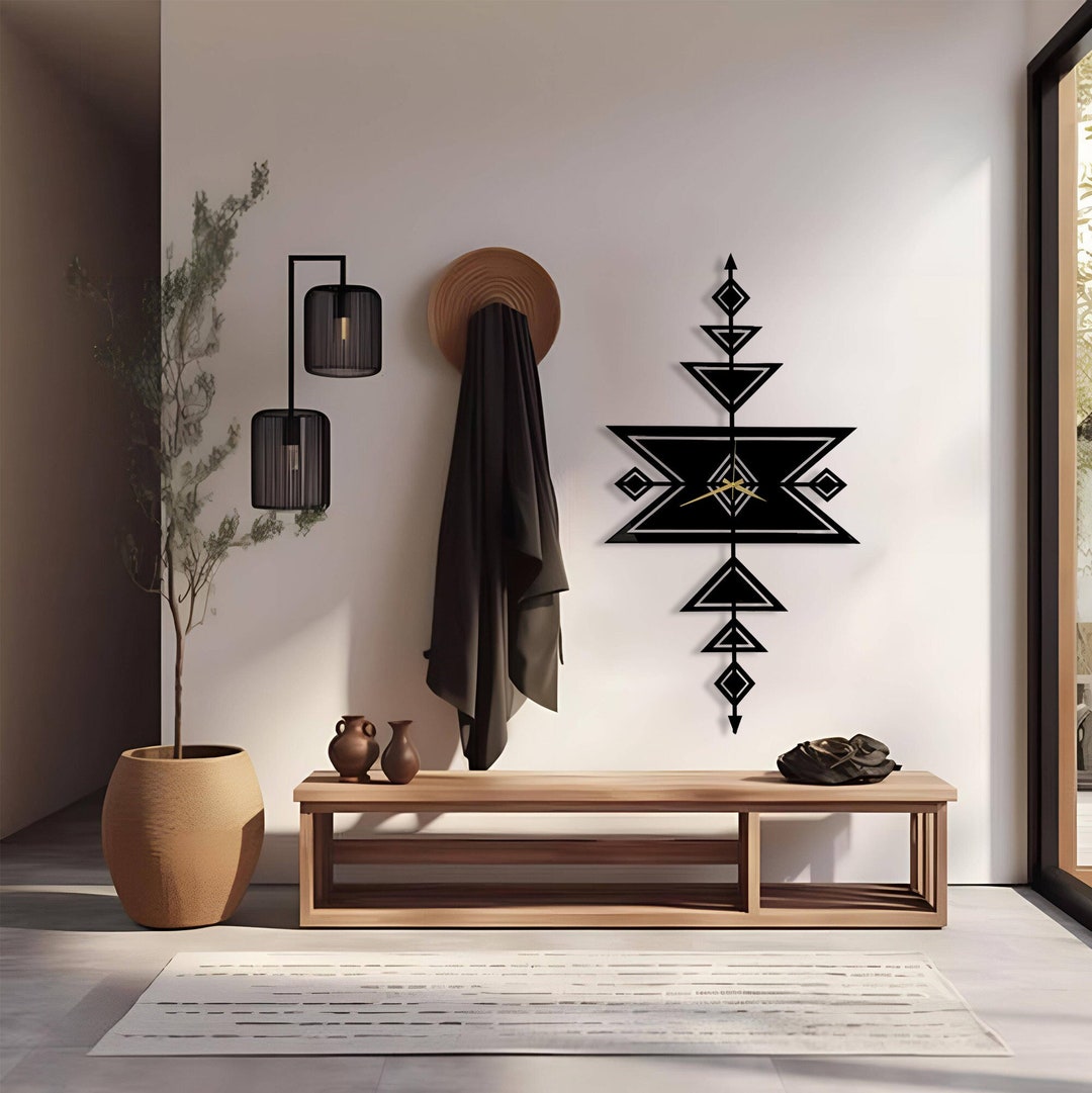 Aztec Motif Metal Wall Clock, Retro Wall Clock, Wall Clock Unique ...