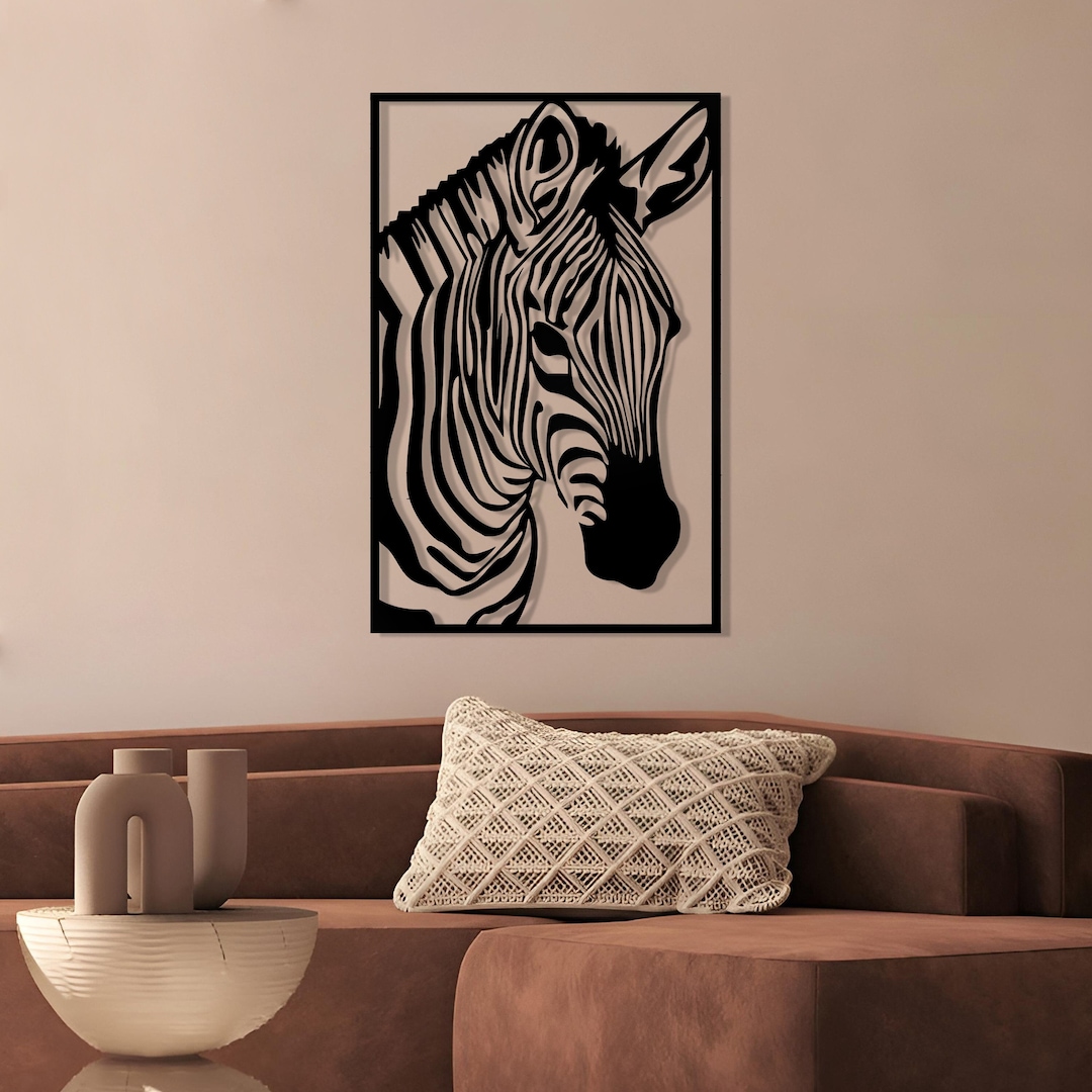 Zebra Metal Wall Decor, African Animals, Zebra Metal Art, Framed Wall ...