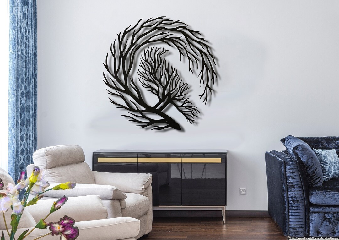 Raven Full Moon Metal Wall Art: Lunation Decor - Etsy