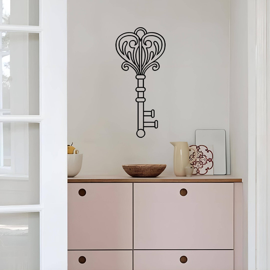 Heart Key Wall Decor, Key With Heart Metal Wall Art, Modern Home Decor ...