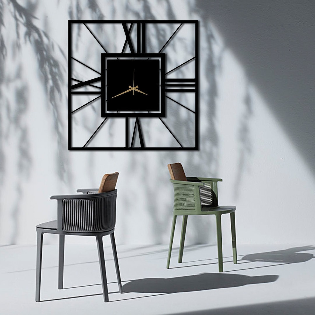 Square Metal Wall Clock: Oversize Rustic Roman Numeral Clock - Etsy