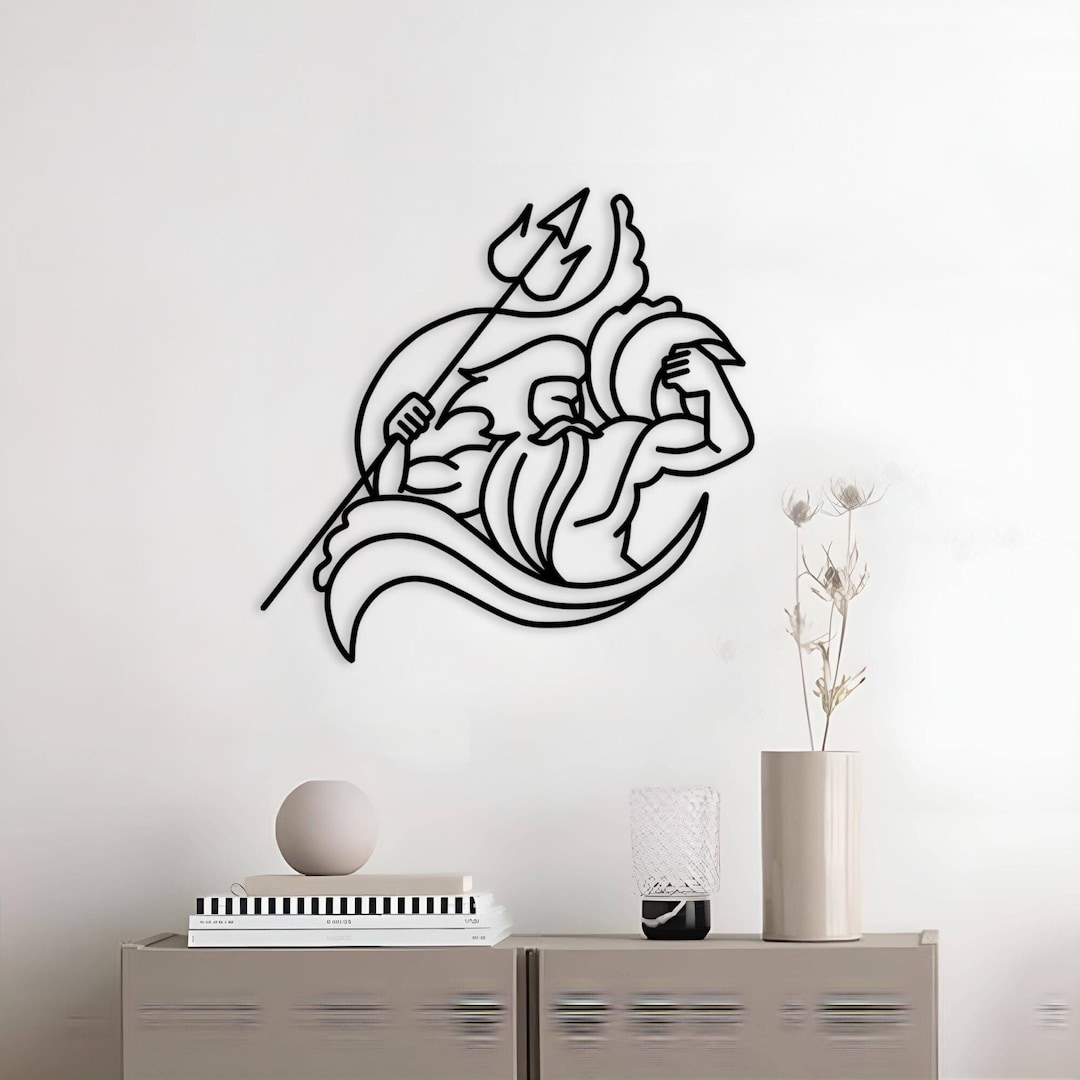 Poseidon Metal Wall Art: Greek Mythological Trident Decor - Etsy