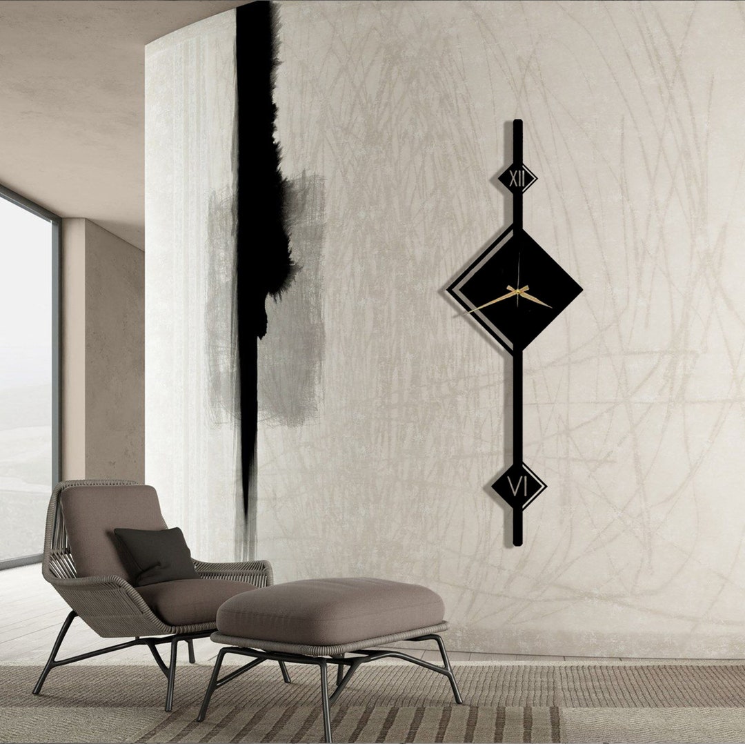 Vertical Wall Clock, Large Wall Clock, Metal Wall Clock, Silent Wall ...